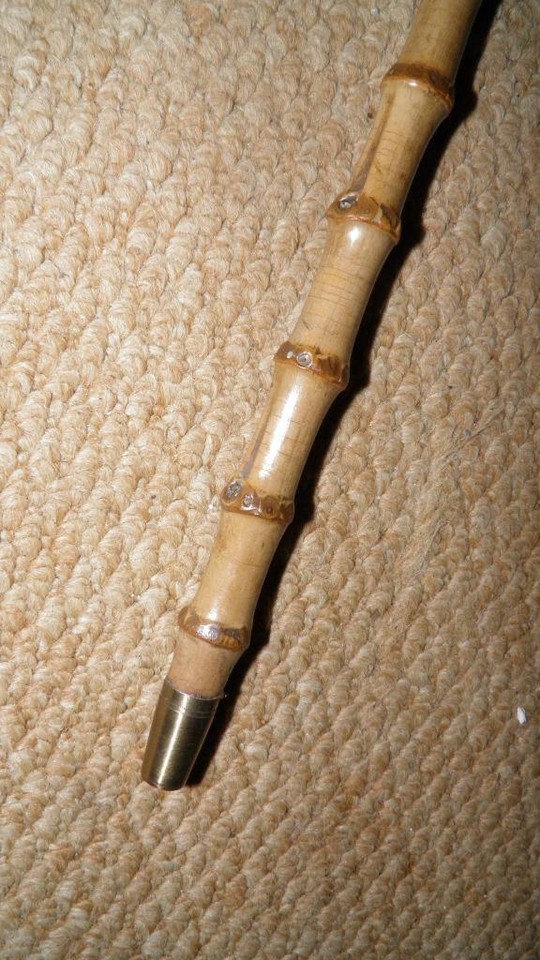 Antique Flexible Whangee Bamboo Cane - Cladded Brown English Leather ...