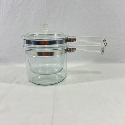 Vtg PYREX Glass Double Boiler 6283-L 6283-U 1 1/2 Quart QT + Lid ...