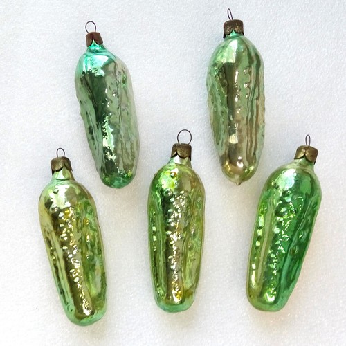 5 anciens ornements de Noël en verre, décorations de sapin de Noël ...