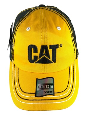 CAT Caterpillar Black Yellow NWT Ball Cap Hat 1/4 Scale Tractor Design ...