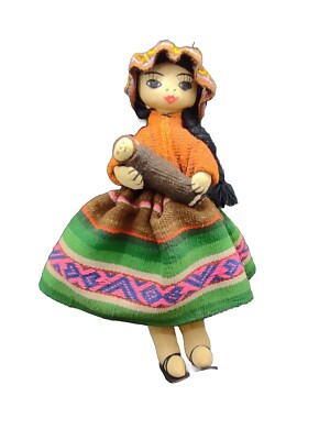 Peruvian Folk Art Doll Inca Wool Textile With Baby Vintage | eBay