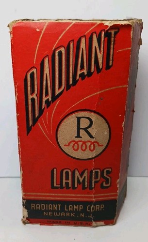 Vintage Radiant Lamp Bulb w/ Box Steampunk Industrial Display Antique ...