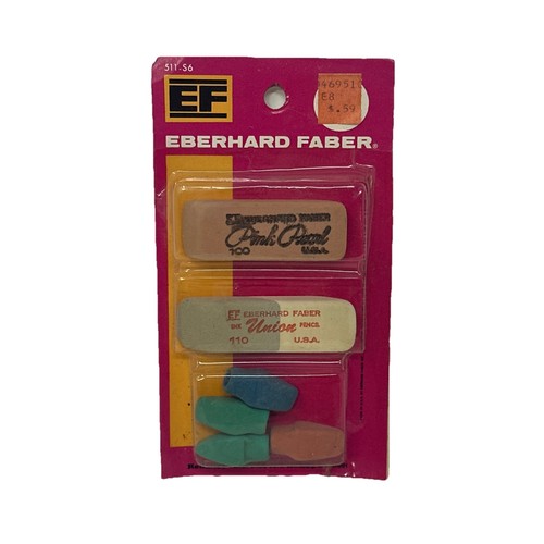 Vintage Eberhard Faber Eraser 6 Pack Pink Pearl, Pencil Top - New NOS ...