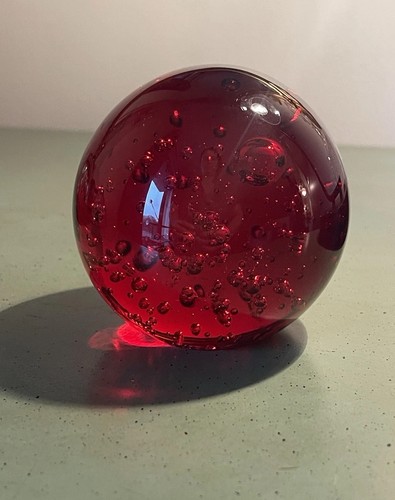 Vintage Ruby Red Glass Paperweight Ball with Controlled Bubbles | eBay