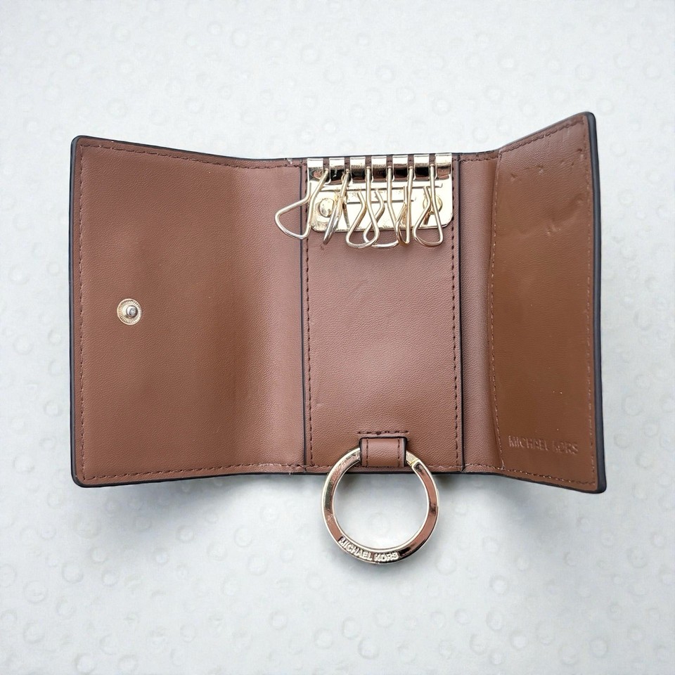 Michael Kors Signature Canvas Mini Key Case Brown 6 Hooks Key Ring | eBay