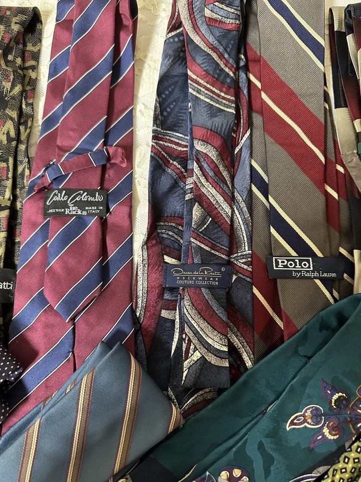 Lot of 19 Men's Silk Ties Claiborne, Polo, Perry Ellis, Fossil, Kenneth ...