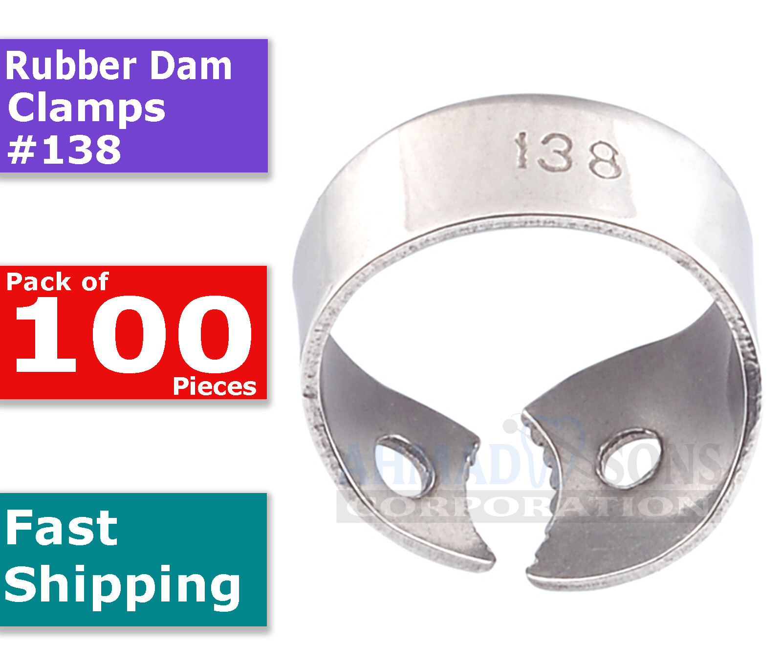 100 Pcs Endodontics Rubber Dam Clamps #138 Dental Instruments Wisdom ...