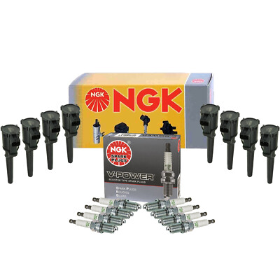 NGK 8 Ignition Coils & 8 V-Power Spark Plugs Kit For Lincoln LS Base 3. ...