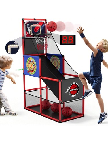 Basketball Arcade Game Indoor Outdoor, Kids Basketball Hoop with 4 ...