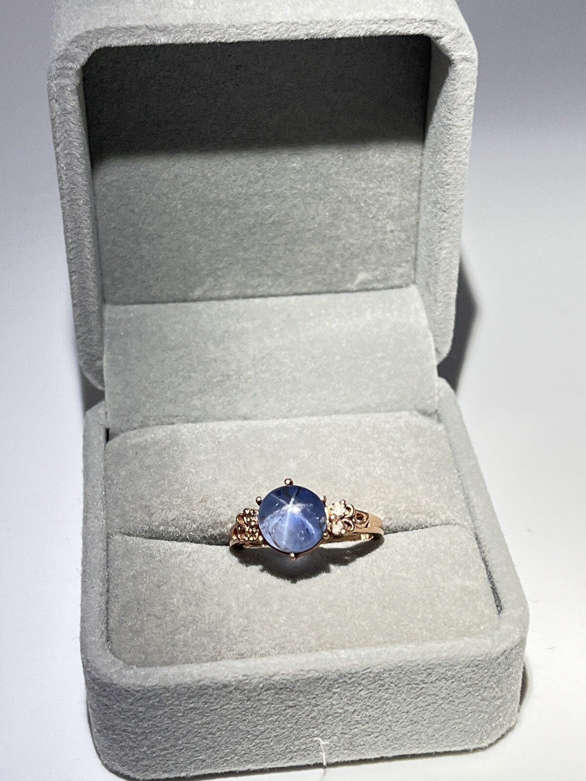 Genuine eye clean star sapphire 10k rose gold ring - Gem