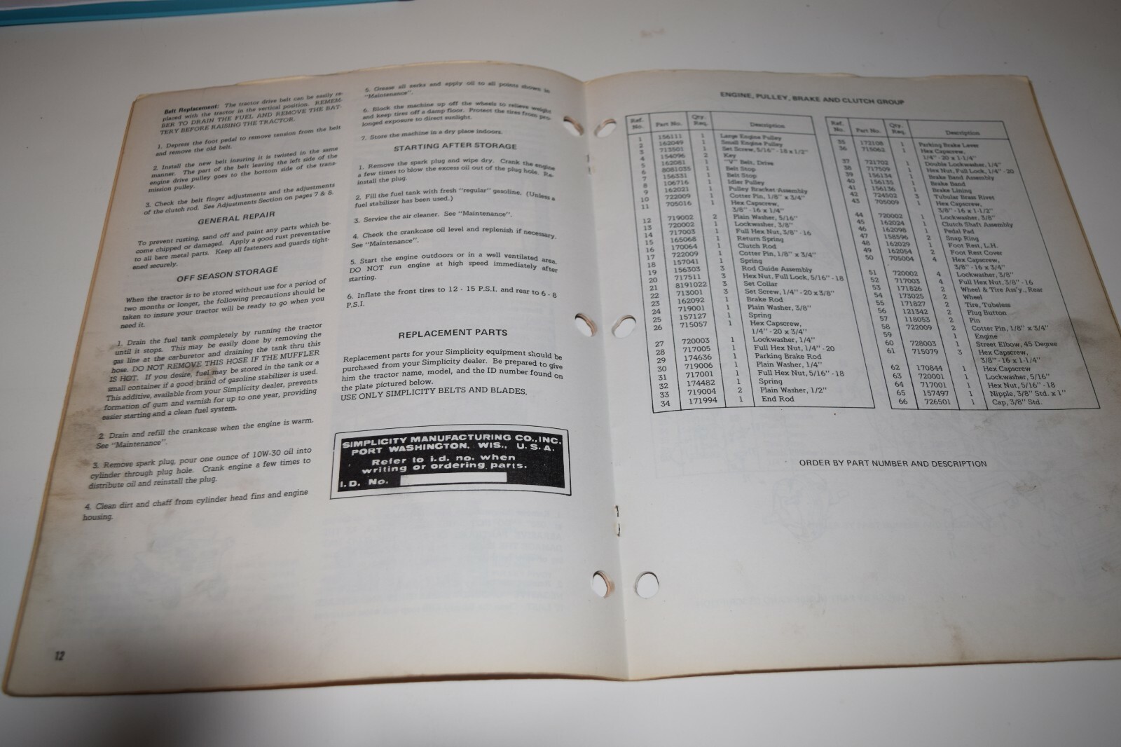 Simplicity Yeoman 637 Tractor Owner's Manual | eBay