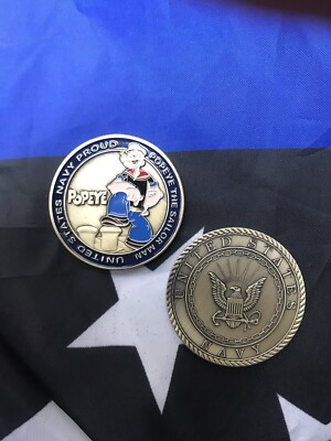 USN Colored POPEYE THE SAILOR MAN Navy Proud Challenge Coin ...