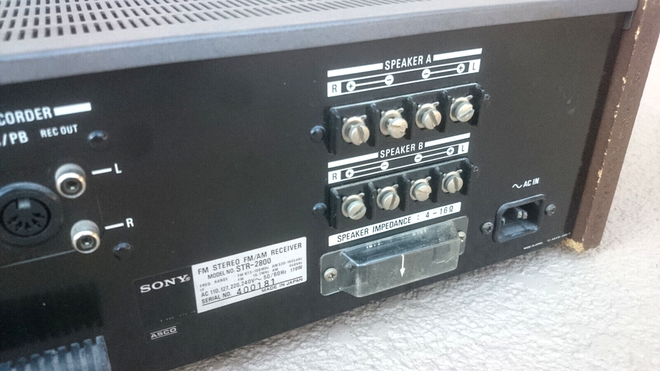 SONY STR-2800 STEREO AM/FM RECEIVER 20W 80OHM TESTED WORKING CLEAN ...