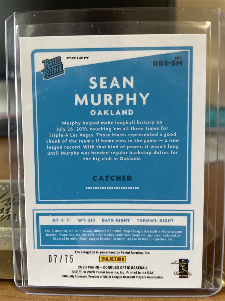 Sean Murphy 2020 Donruss Optic Blue Prizm Auto SN/75 Rated Rookie Card ...