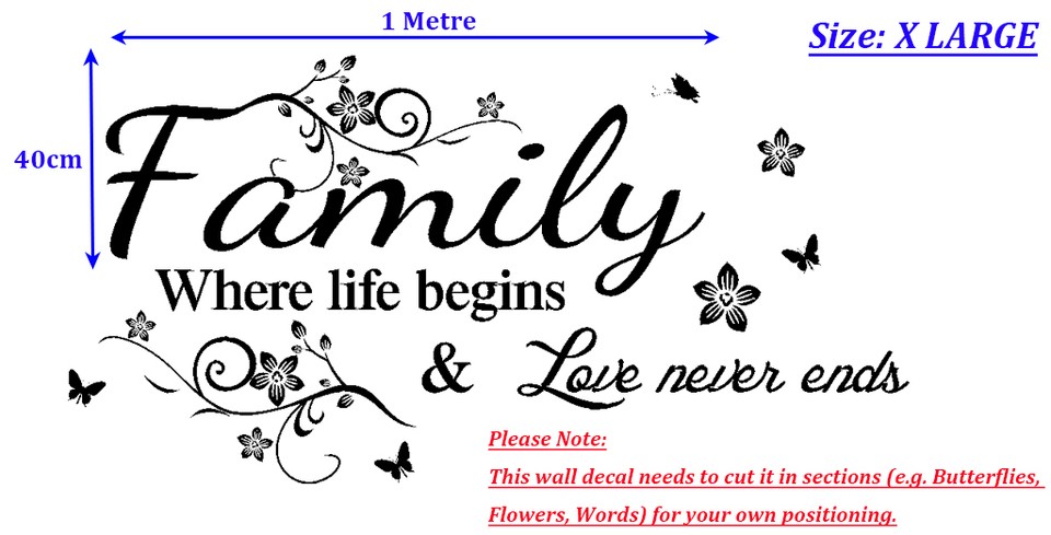 Family Love Wall Sticker Art Quotes Vinyl Wall Sticker Wall Decal HIGH ...
