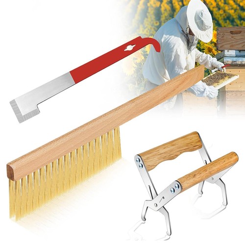 Double Bristle Bee Sweeper Wooden Frame Clip Scraper Beekeeping Tools ...