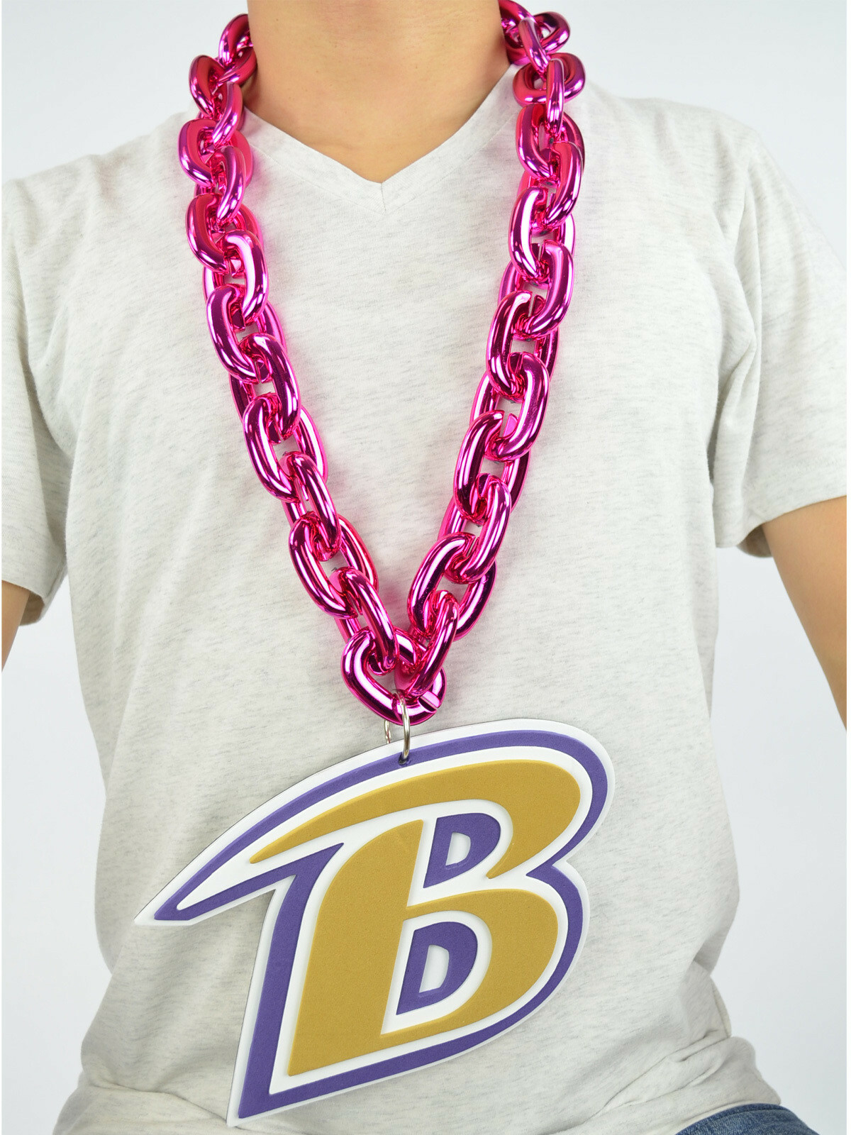 New NFL Baltimore Ravens PINK Big Chain Necklace Foam 847624067022| eBay