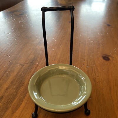 Longaberger 2014 Host Only Spoon Rest w/Wrought Iron Stand Sage Green ...