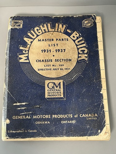 1931-1937 McLaughlin Buick Master Parts List -Chassis Original Canada ...