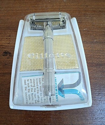 Vtg Gillette adjustable razor W/Case, instructions H2, 1962 | eBay