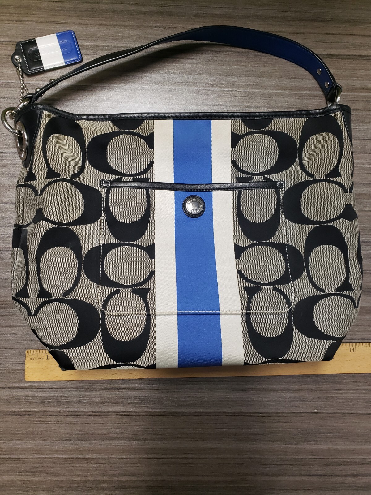Coach Jacquard Black Blue Hamptons Weekend Satchel Pu… - Gem