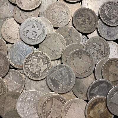Estate Coin Lot Seated Liberty Silver Quarter Dollar 25c Rare US Type ...