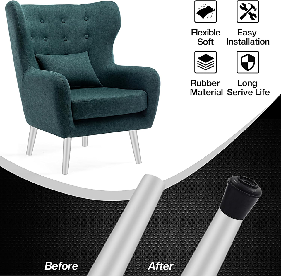 16Pcs 5/8 Inch round Chair Leg Tips Caps, Non-Slip Rubber Chair Leg ...