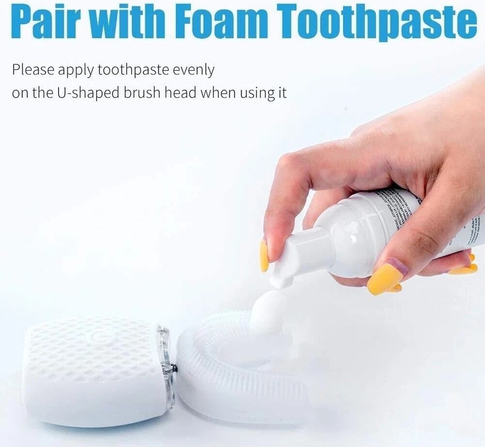 Sani White Ultrasonic Toothbrush Sparkle Glow U Shaped Teeth Whitening ...