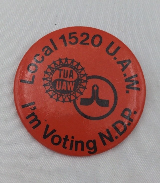 Vintage UAW Local 1520 I'm Voting NDP Pin Pinback Button | eBay