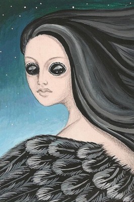 4x6 PRINT OF PAINTING CROW RAVEN RYTA GOTHIC HALLOWEEN WITCH GHOST ...