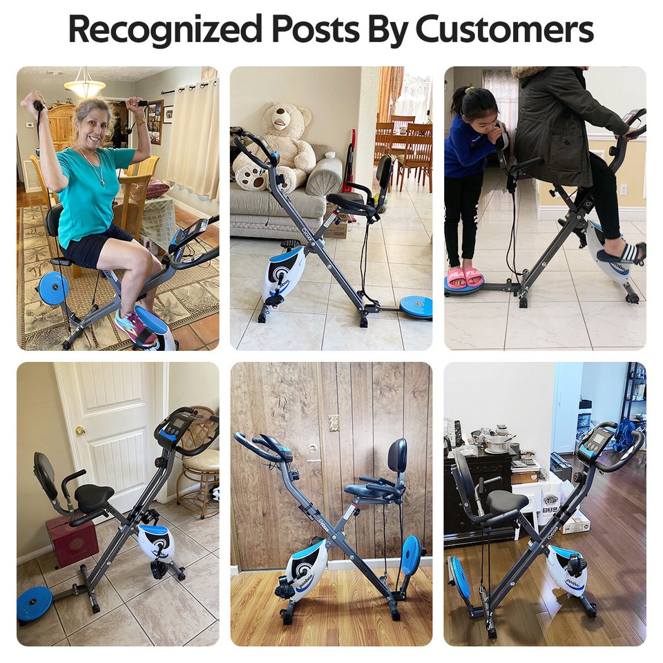 3-in-1 Exercise Bike Folding Magnetic Stationary Exercise Bikes Workout ...