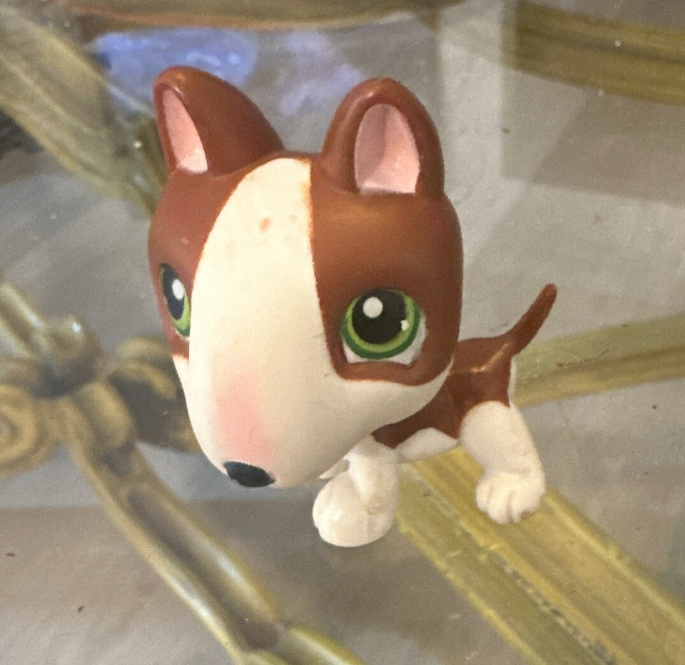 LITTLEST PET SHOP LPS #154 Green Eyes Brown Bull Terrier | eBay