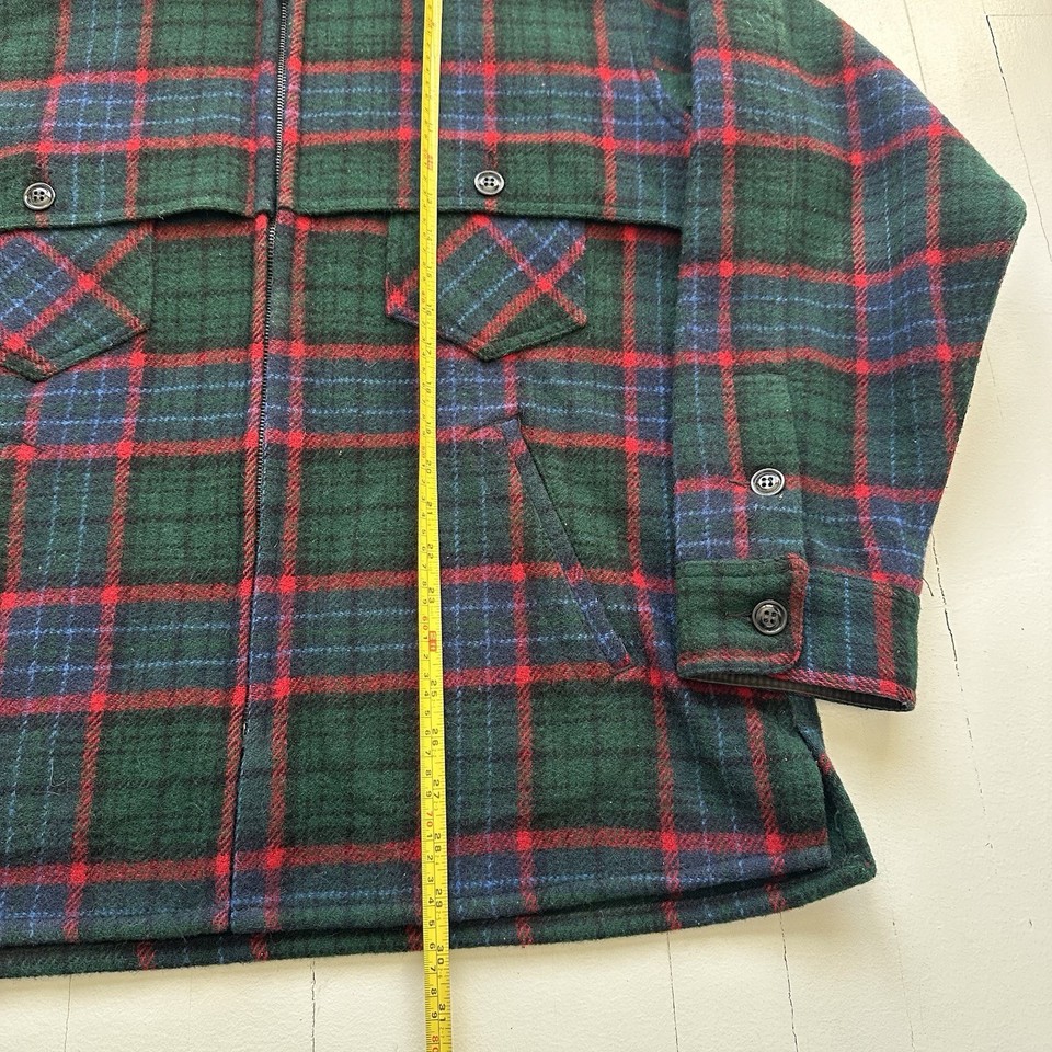 Vintage Johnson Woolen Mills Wool Jacket Green Red Blue Check Size L | eBay