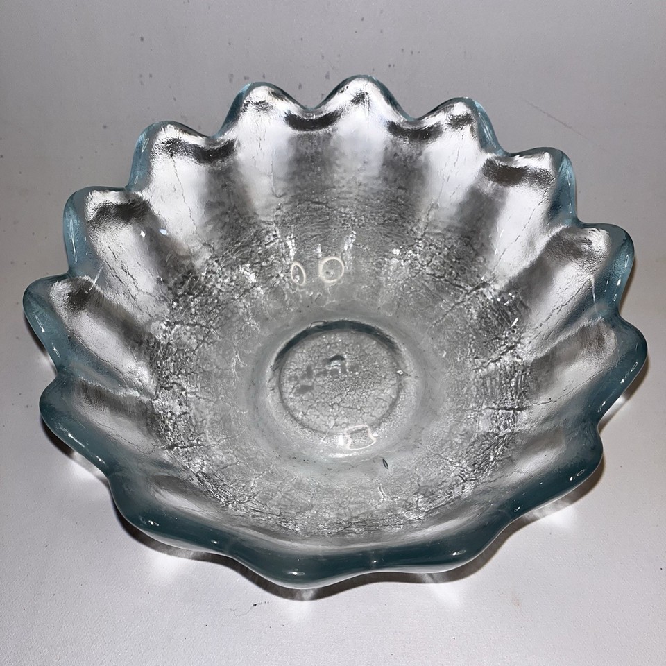 Vintage Blenko Glass Clear Lotus Bowl 14 Pedal 8” | eBay