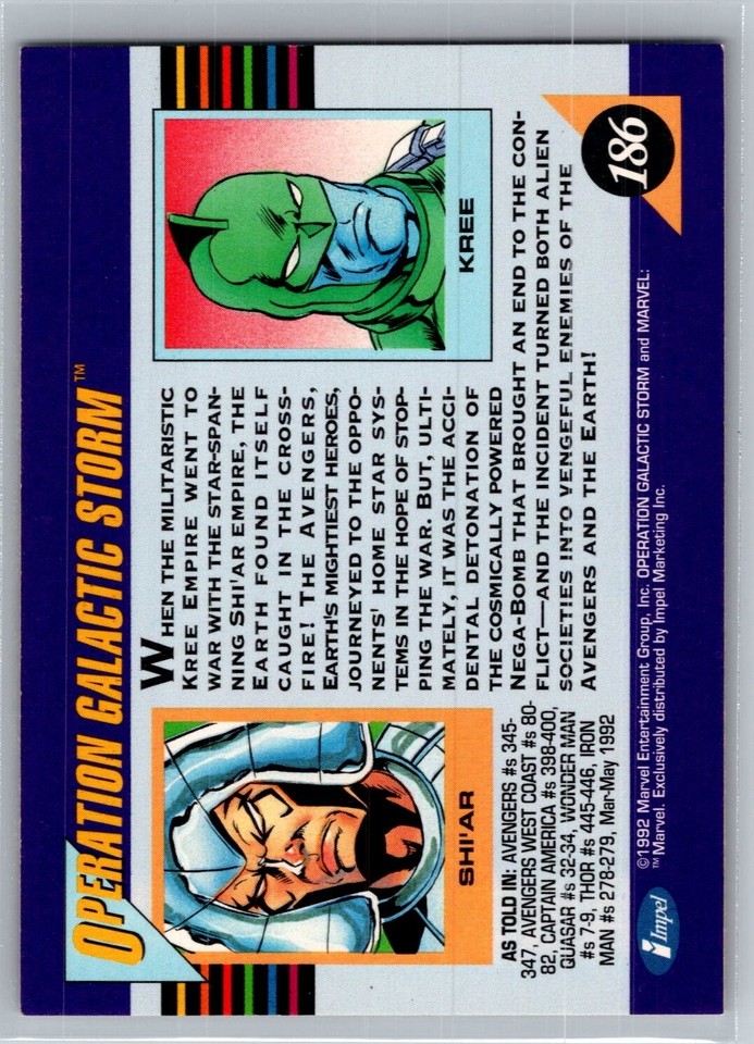 OPERATION GALACTIC STORM / 1992 Marvel Universe Series 3 (Impel) BASE ...