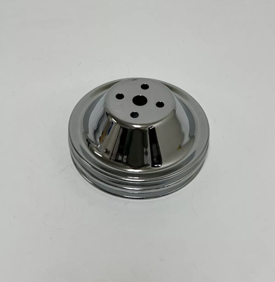 Small Block Chevy CHROME Short Aluminum Water Pump + 2 Groove Chrome ...