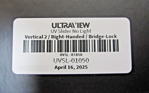 ULTRAVIEW RH BRIDGELOCK UV SLIDER w/2 VERTICAL PINS, .015, W/ NO LIGHT ...