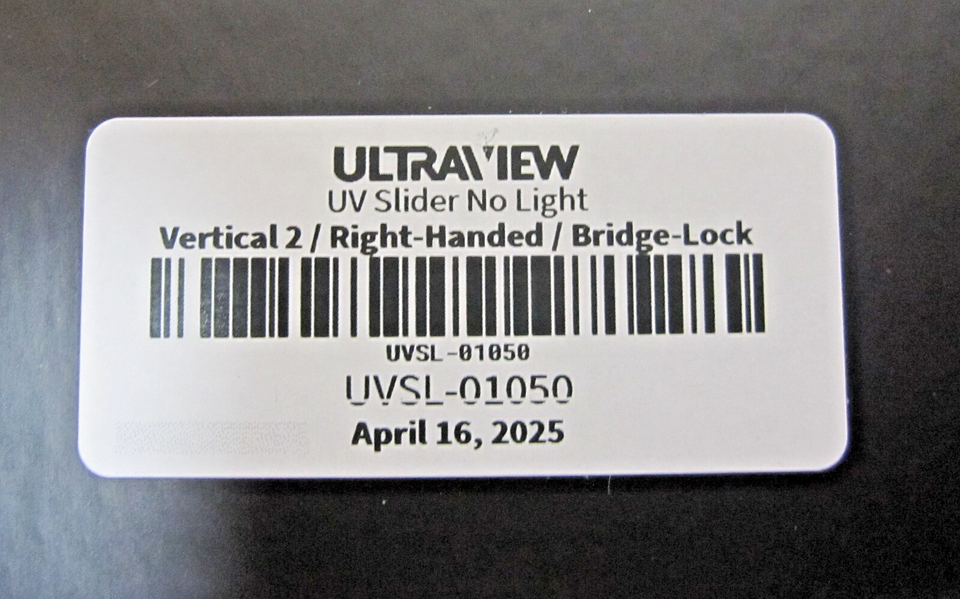 ULTRAVIEW RH BRIDGELOCK UV SLIDER w/2 VERTICAL PINS, .015, W/ NO LIGHT ...