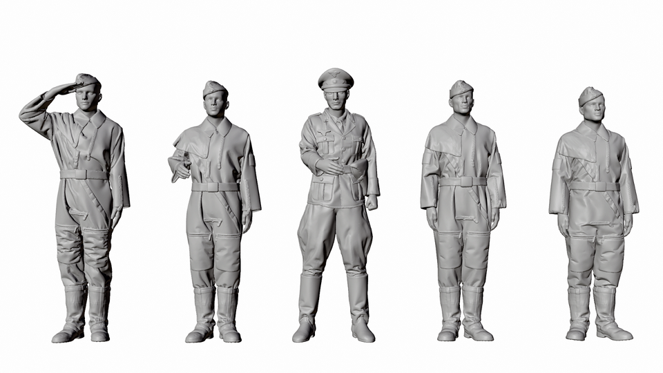 WWII Luftwaffe - Bomber Crew - Field Caps - 5 Figure Set | eBay