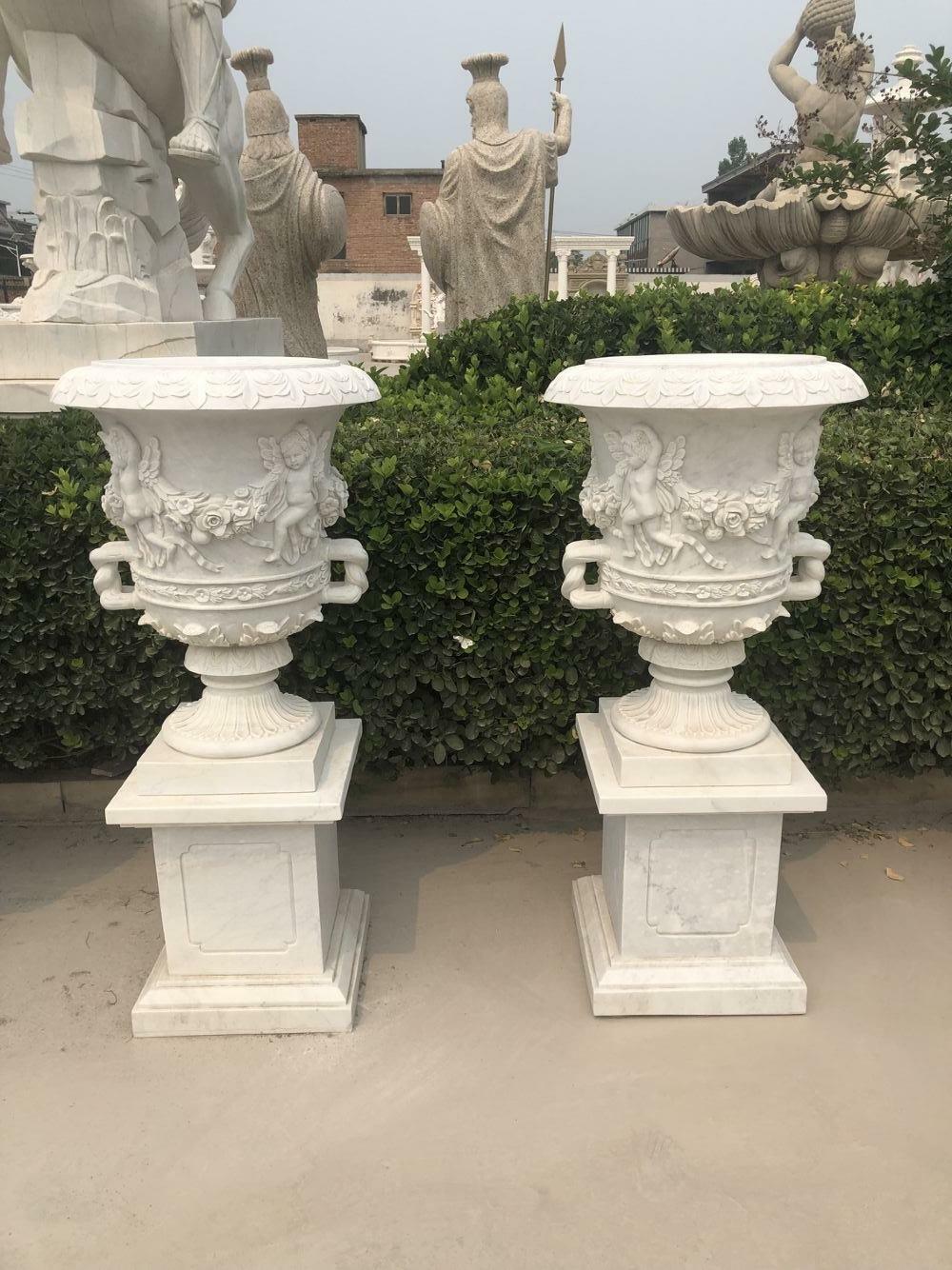 BEAUTIFUL HAND CARVED MARBLE CHERUB ESTATE INDOOR OR OUTDOOR GARDEN ...
