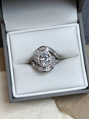 JTV White Cubic Zirconia Platinum Over 925 Sterling Silver Ring | eBay