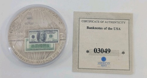 American Mint Banknotes Of USA 100 Benjamin Franklin Note COA Copper ...