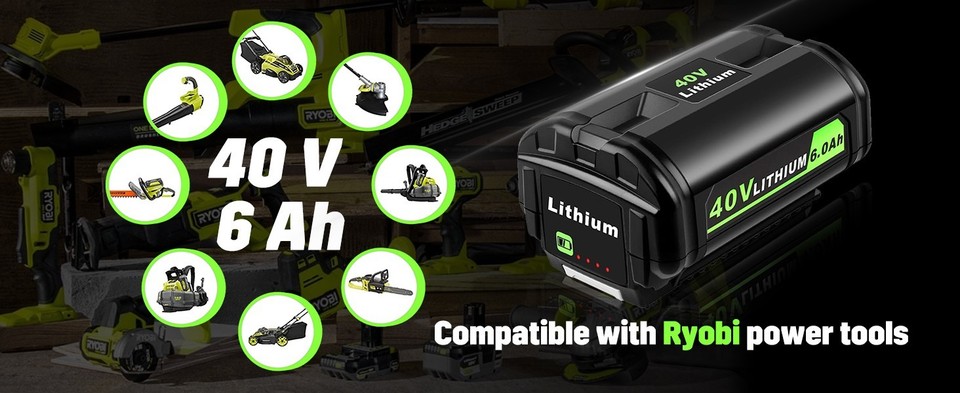 6.0Ah for Ryobi 40 Volt Lithium-Ion Battery OP4050 OP40602 OP40261 ...