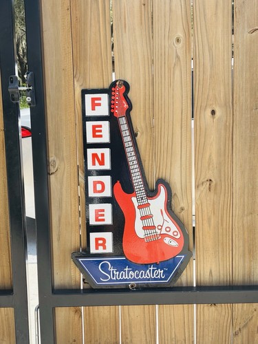 Fender Guitar Porcelain Advertising Sign 30 Inches | eBay