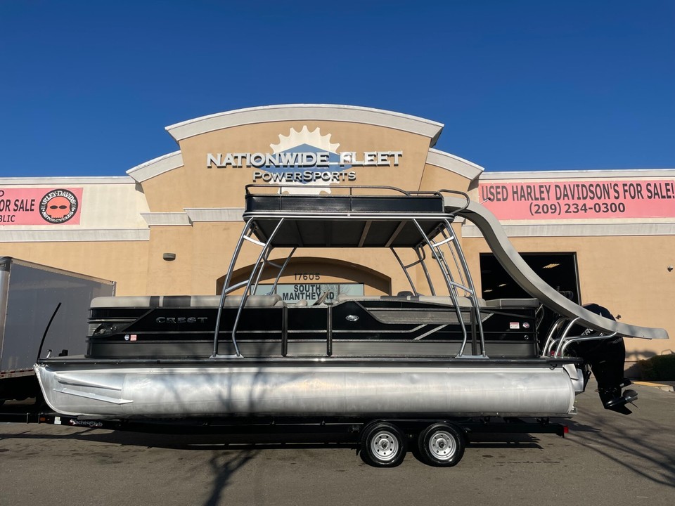 2018 Crest Classic 250 Tritoon Party Barge Pontoon Sundeck w Slide 300 ...