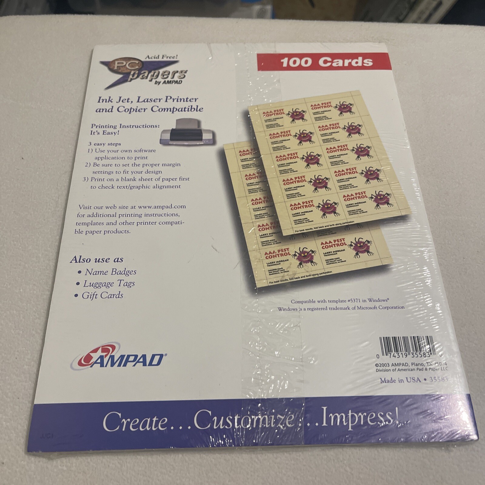 Print Your Own Business Cards - PC Papers by Ampad Plain Ivory100 Ct ...