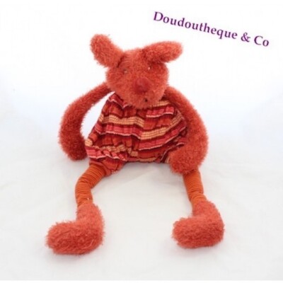 Doudou chien MOULIN ROTY Le Gégé La Bande à Polo rouge orange 40 cm (VI ...
