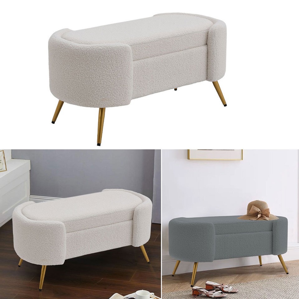 Large 100cm Metal Footstool Footrest Pouffe Foot Stool Padded Ottoman ...