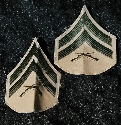 Male U.S Marine Corps USMC Corporal Green on Tan Embroidered Sew On ...