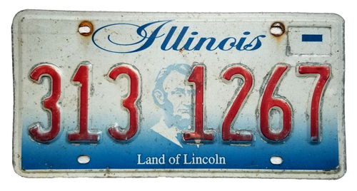 Illinois Land of Lincoln Red White Metal Expired License Plate 313 1267 ...